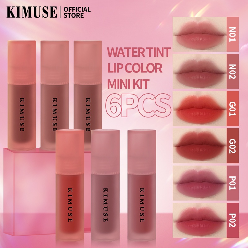 KIMUSE Water Gel Lip Tint 6 Colors Set Highly Pigmented Long Lasting ...