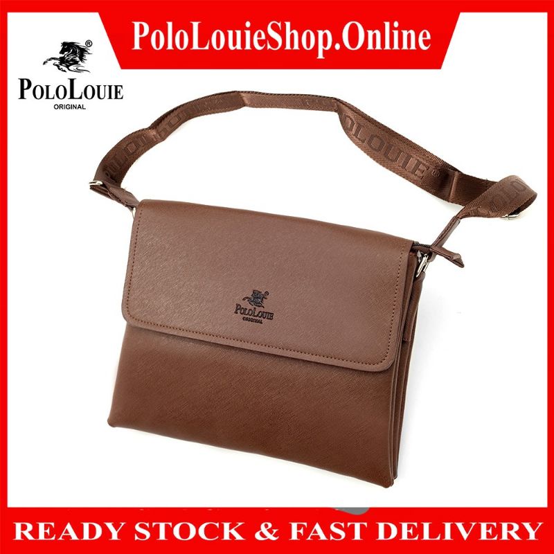 Original Polo Louie Men's Cross-Grain Leather Men's Messenger Bag ...