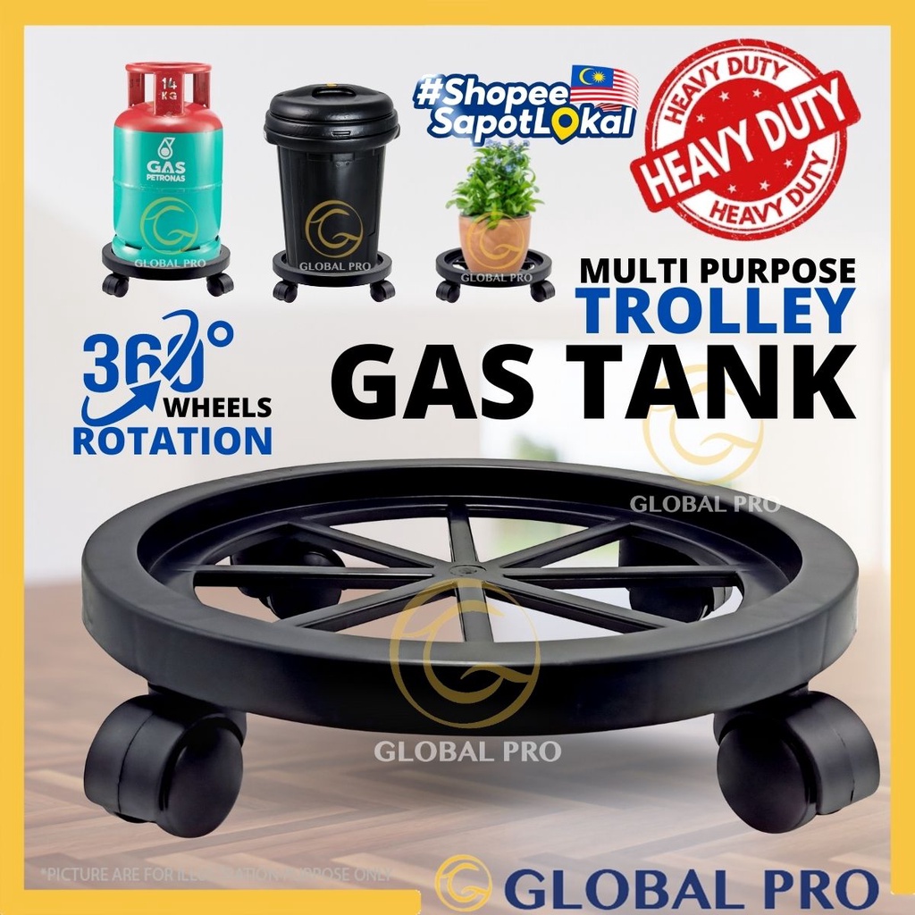 4 RODA-PVC Round Gas Stand Roller With Wheels Kaki Roda Tong Gas Roller ...