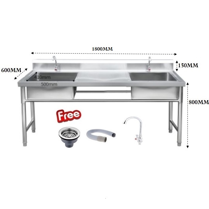 SINKI PANJANG LEBAR STAINLESS STEELBESI TEBAL 不锈钢水槽商用洗盘/BASIN BASUH ...