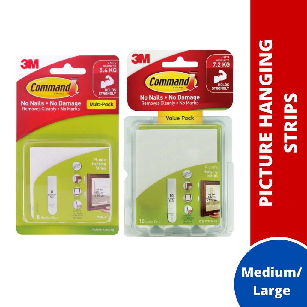 3M Command Picture Hanging Strips (Narrow/Medium/Large/X-Large) | Shopee Malaysia