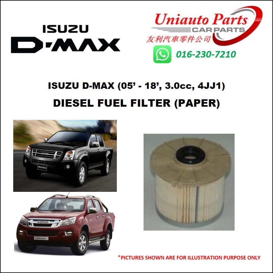 ISUZU DMAX (05' - 18', 3.0cc, 4JJ1) DIESEL FUEL FILTER (PAPER) | Shopee ...