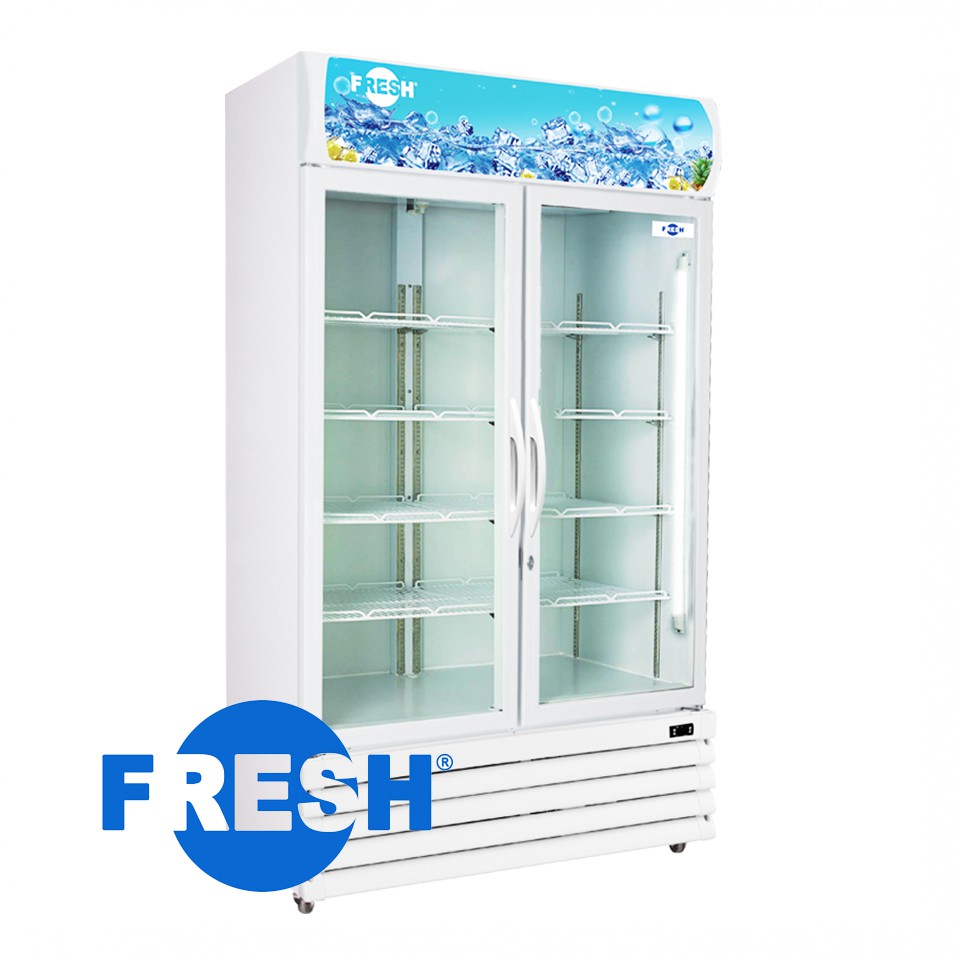 FRESH 2 Doors 800L/1000L Display Chiller Showcase with LOW-E TEMPERED ...