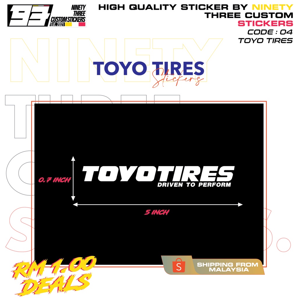 TOYO TIRES DECAL STICKERS (RM1 DEALS) | Shopee Malaysia