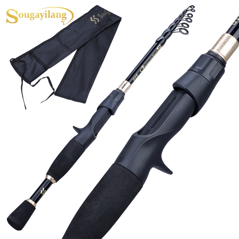 Sougayilang Portable Fishing Rod Ultralight Weight Carbon Fiber Spinning Casting Rod (1.8-2.4m ...