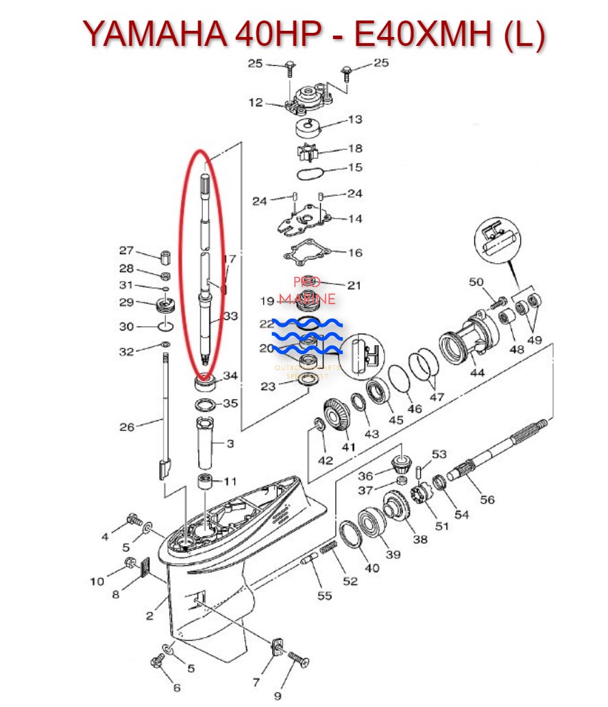 YAMAHA 40HP E40XMH(L) DRIVE SHAFT 2 SIZES | Shopee Malaysia