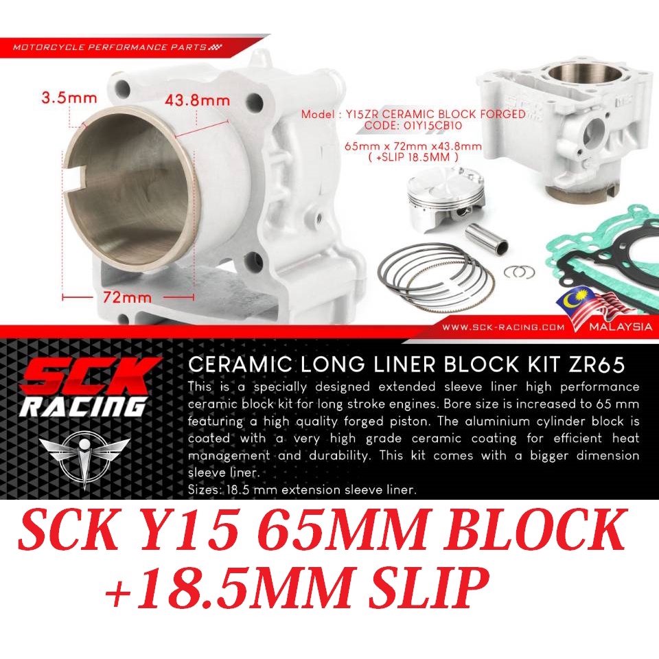 SCK RACING Y15 65MM BLOCK +19MM SLIP (WITH FORGEN PISTON ) | Shopee Malaysia