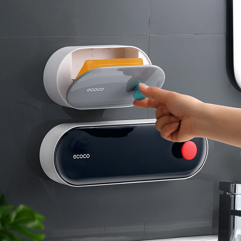 Ecoco Soap Box Holder Drain Soapbox Wall-Mounted Soap Rack Stand Bathroom Kitchen Accessories ...