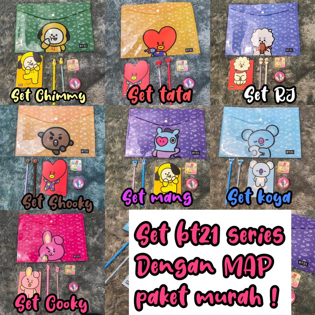 Stationery Set BT21 Pen Pencil Eraser map hvs a4 Complete Unique Gift ...