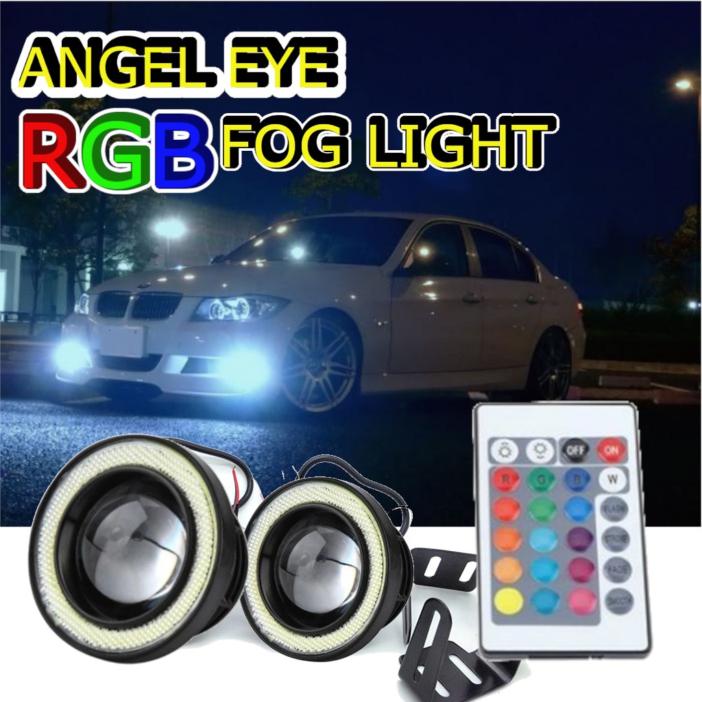 CAR RGB REMOTE CONTROL FOG LAMP SPORTLIGHT SPORT LIGHT WHITERGB ANGEL ...