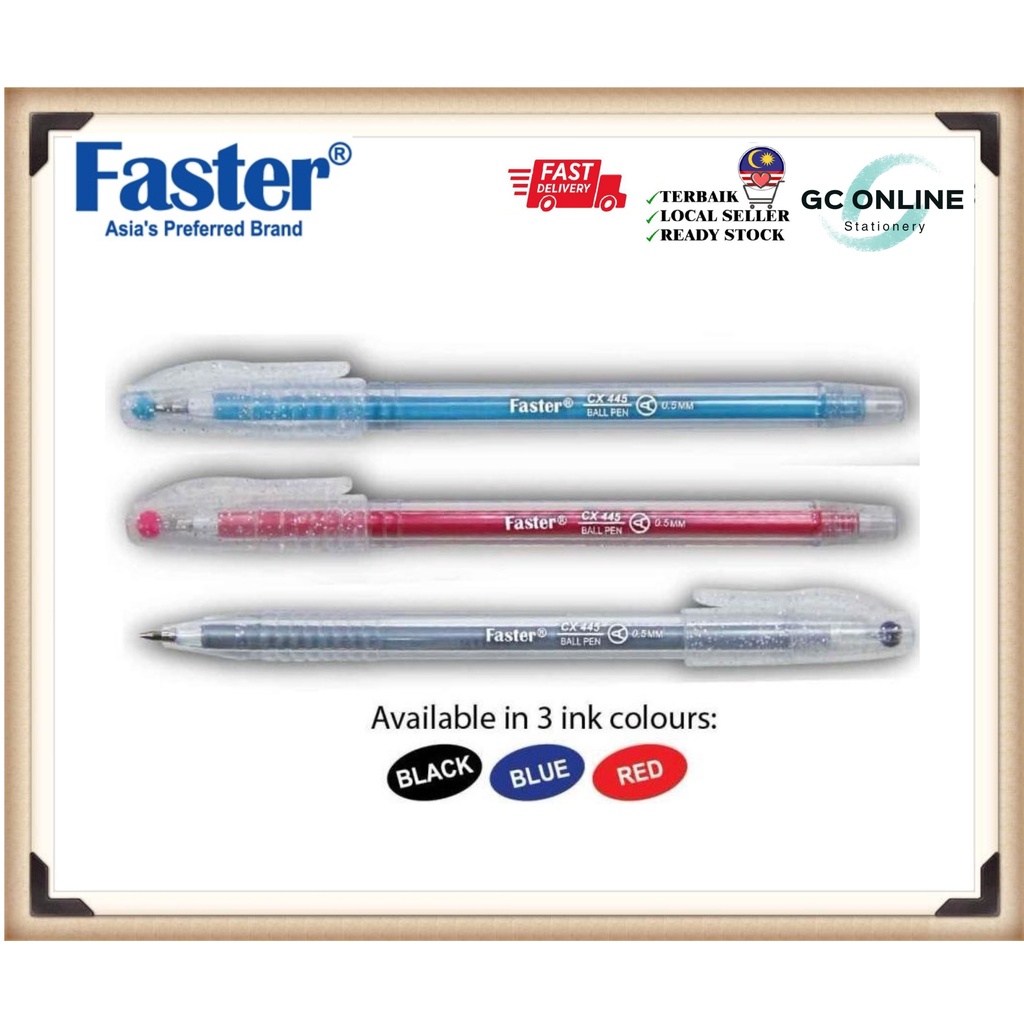 Faster 0.5mm CX445 Ball Pen - Black , Blue , Red | Shopee Malaysia