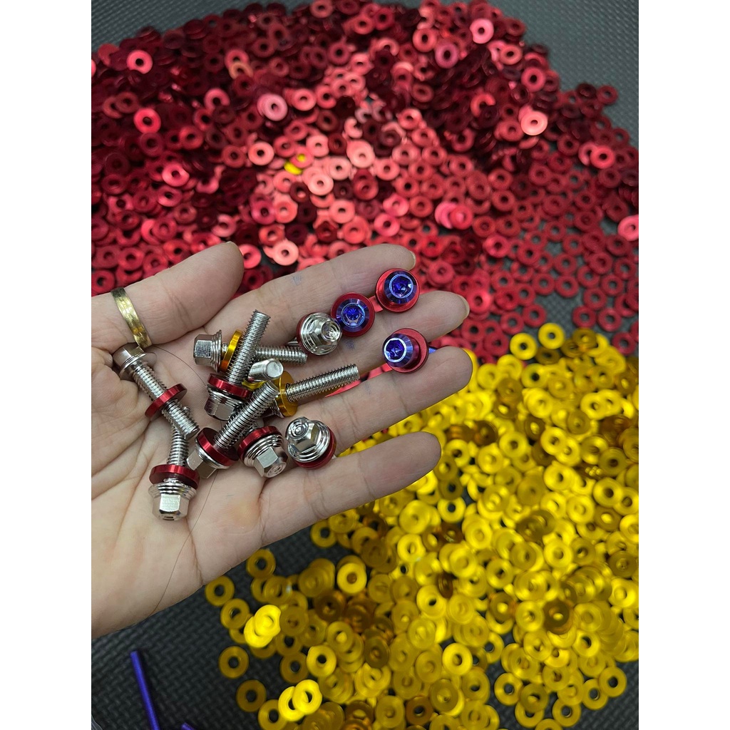 6mm aluminum temple mount mounted on engine block, engine block washer ...