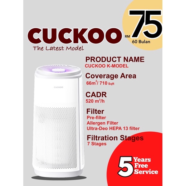 CUCKOO AIR PURIFIER - K Model ( Penapis Udara), Model Terbaru | Shopee ...