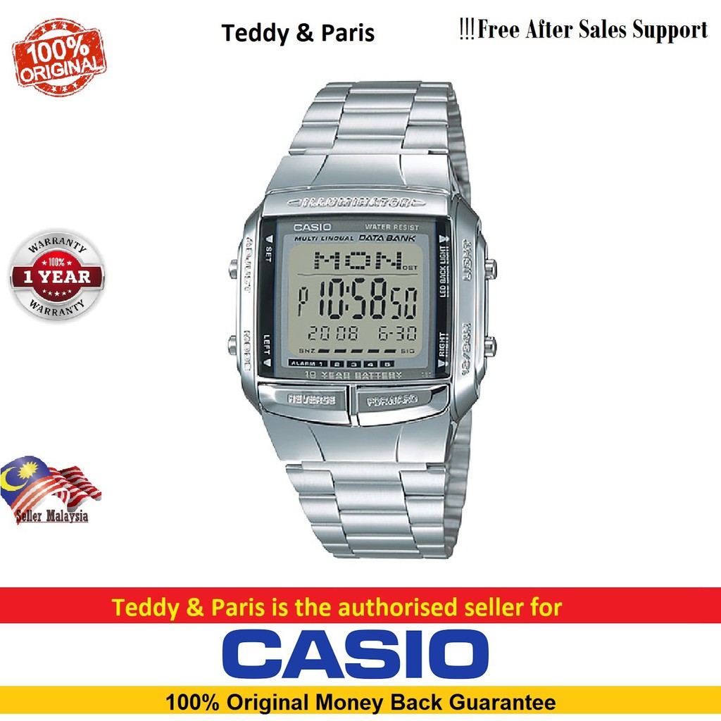 Casio DB-360-1A Men Digital Sport Databank Watch With Stainless Steel ...