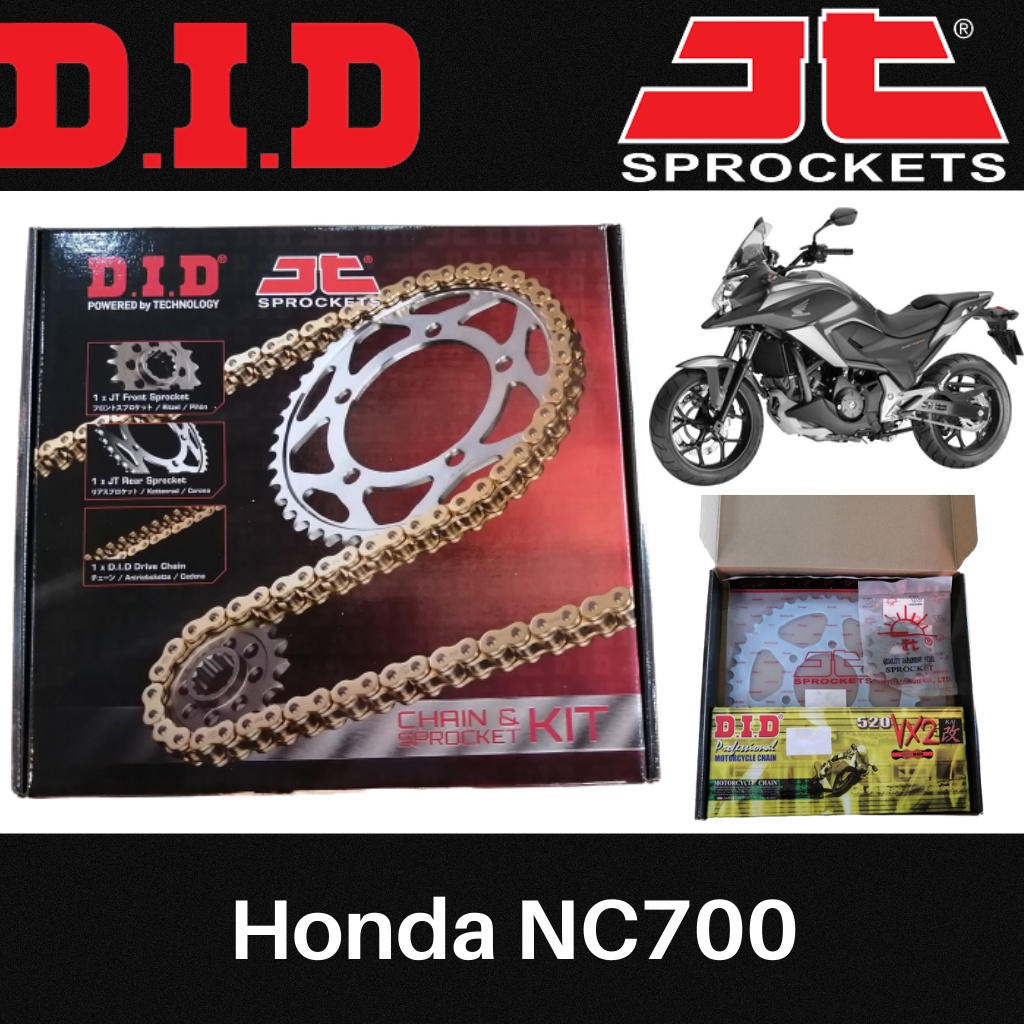 **Sprocket Chain Honda NC700 Full Set DID+JomThai (Gold Colour Chain ...
