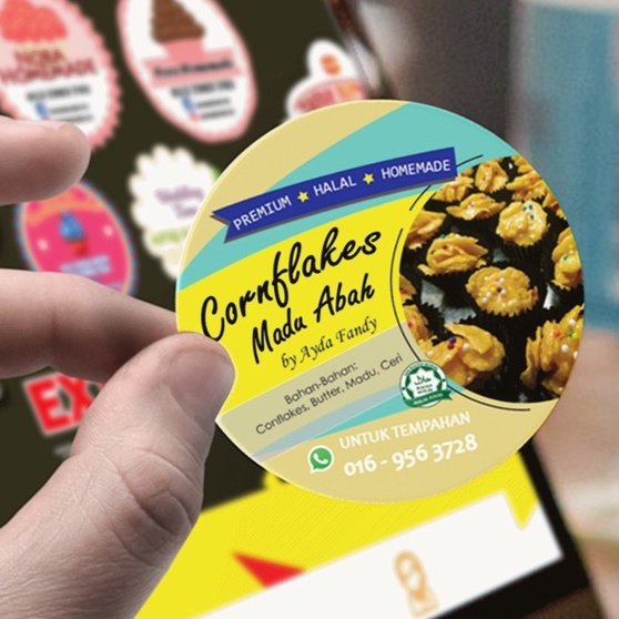 Custom Sticker Logo Printing Label Own Design | Cetak Custom Round ...