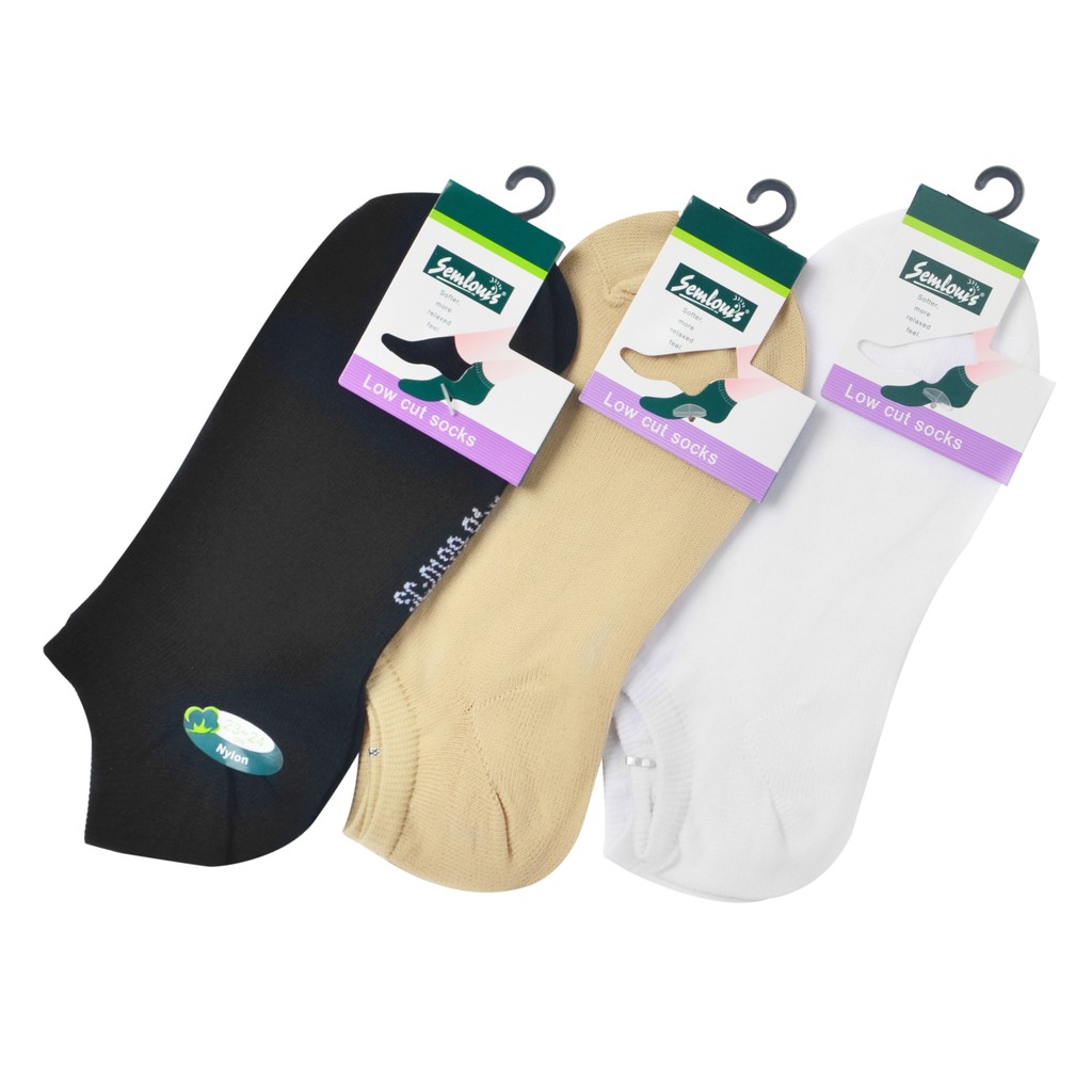 SEMLLOUIS SCHOOL LOW CUT NYLON SOCKS / WHITE / SKIN / 23-24CM / COMFORT ...