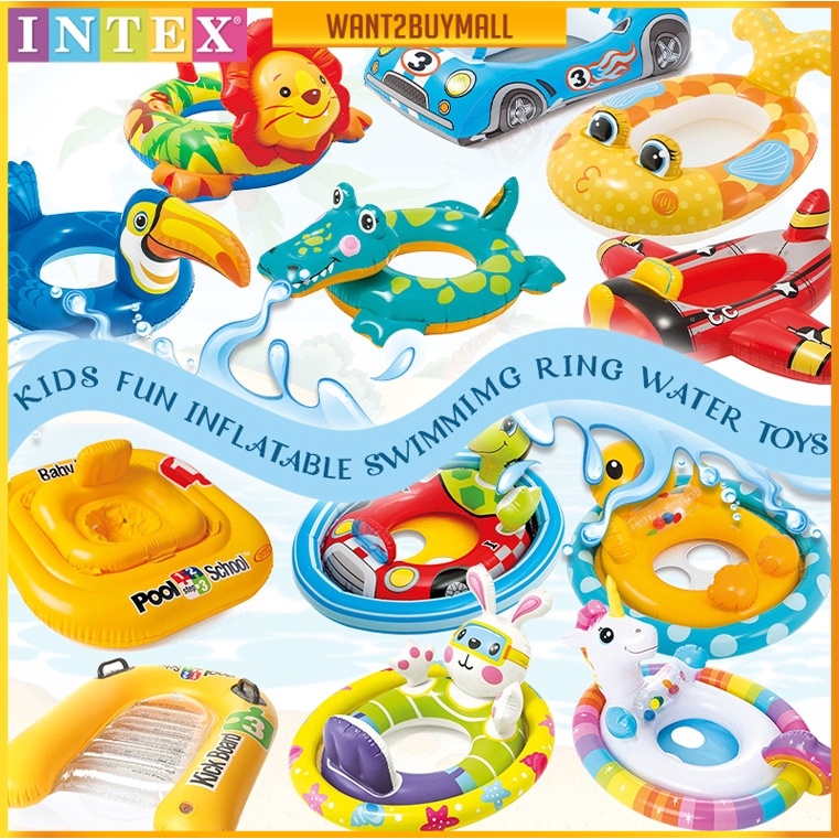 🇲🇾 INTEX Inflatable Baby Float Swimming Ring Punching Boxing Cartoon ...