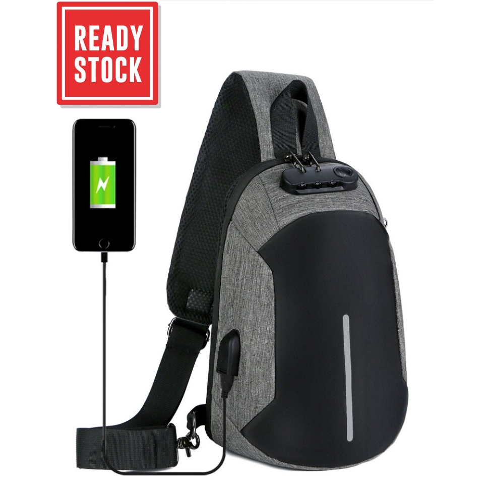 [Clearance Stock] USB Charging Chest Bag Crossbody Premium Bag Anti ...