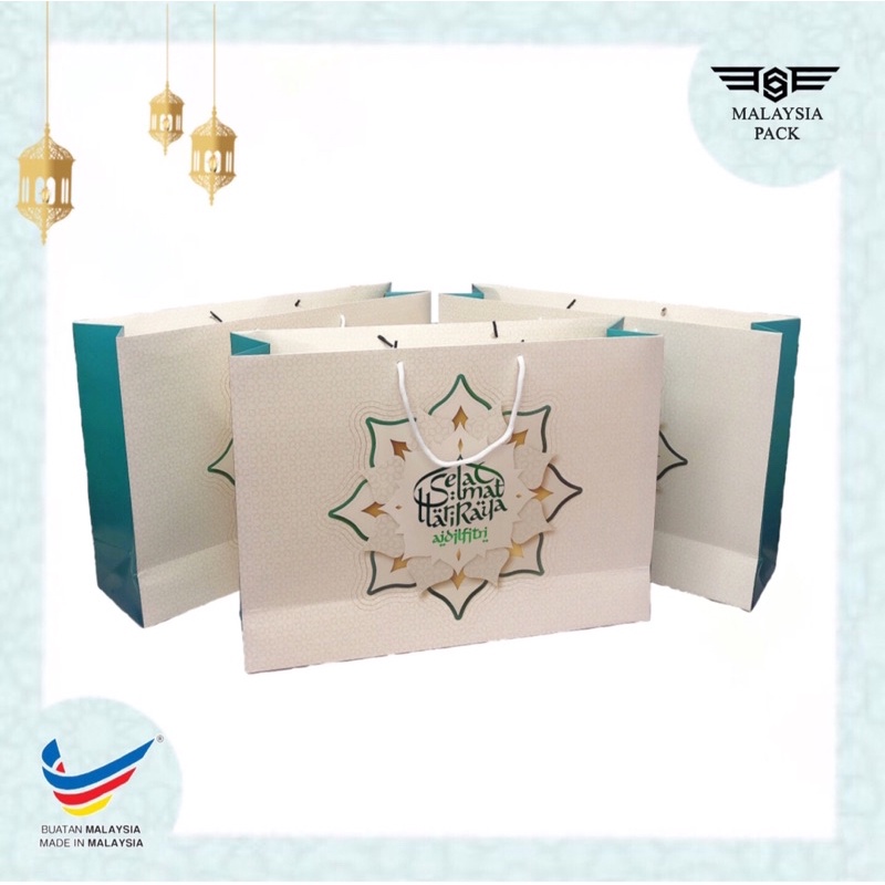 Hot stamping raya paper bag/paper bag raya box/hari raya | Shopee Malaysia