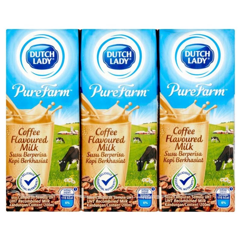 Dutch Lady Pure Farm Coffee UHT Milk 200ml x 6 | Shopee Malaysia