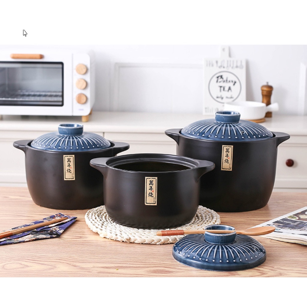 1Liter + 4Liter Special Ceramic Stew Pot Soup Pot Rice Claypot ...
