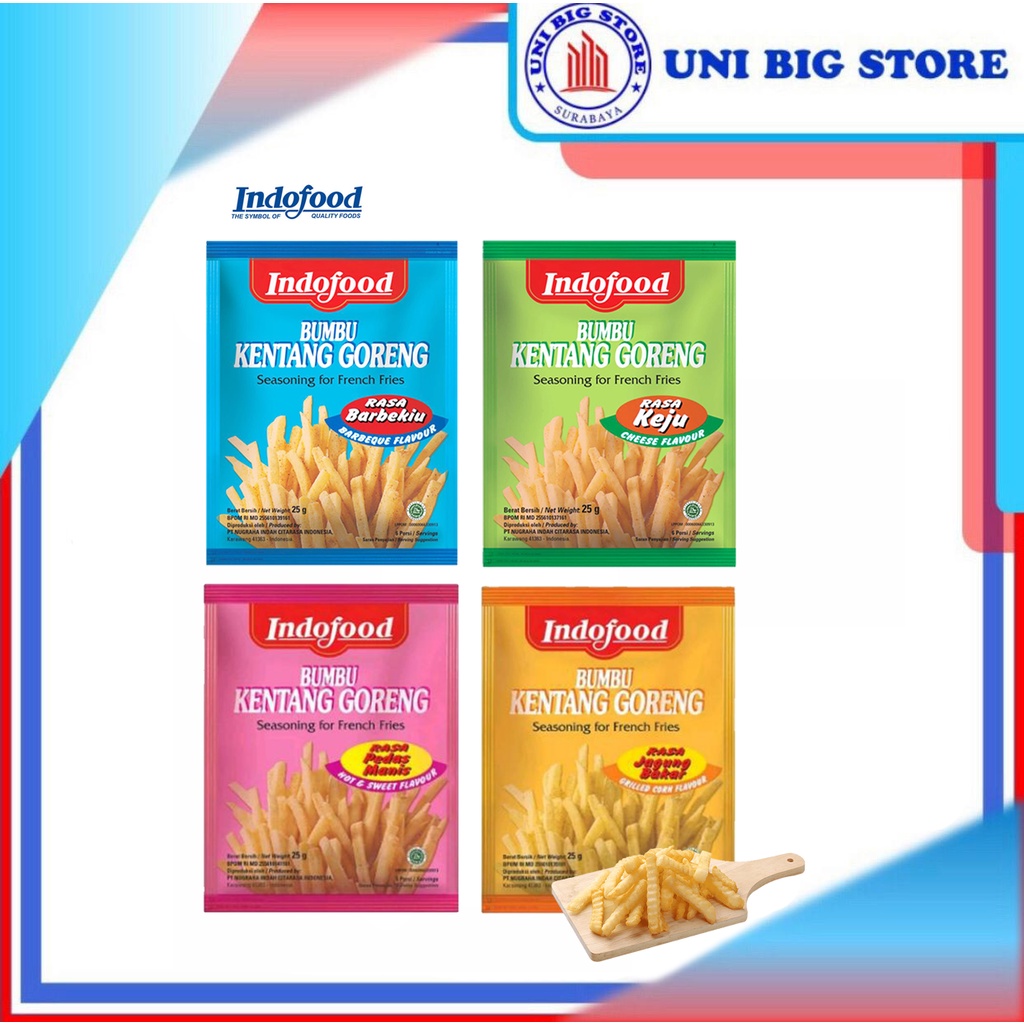 Indofood Fried Potato Seasoning 25 gr Sweet Spicy BBQ Barbeque Cheese ...