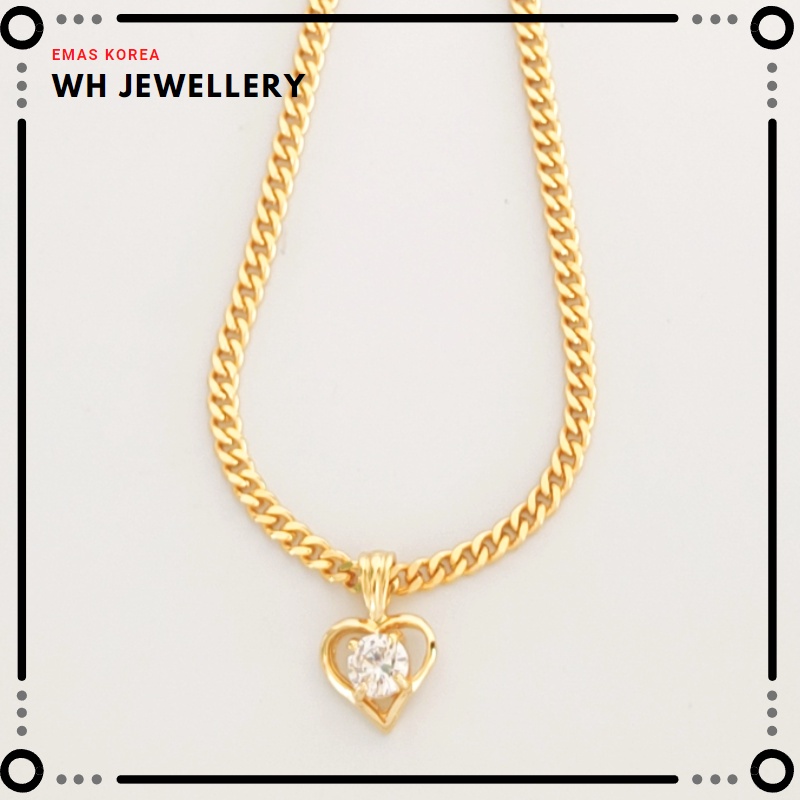 Rantai Leher Perempuan dan Loket Emas Korea Gold Plated Women Necklace ...
