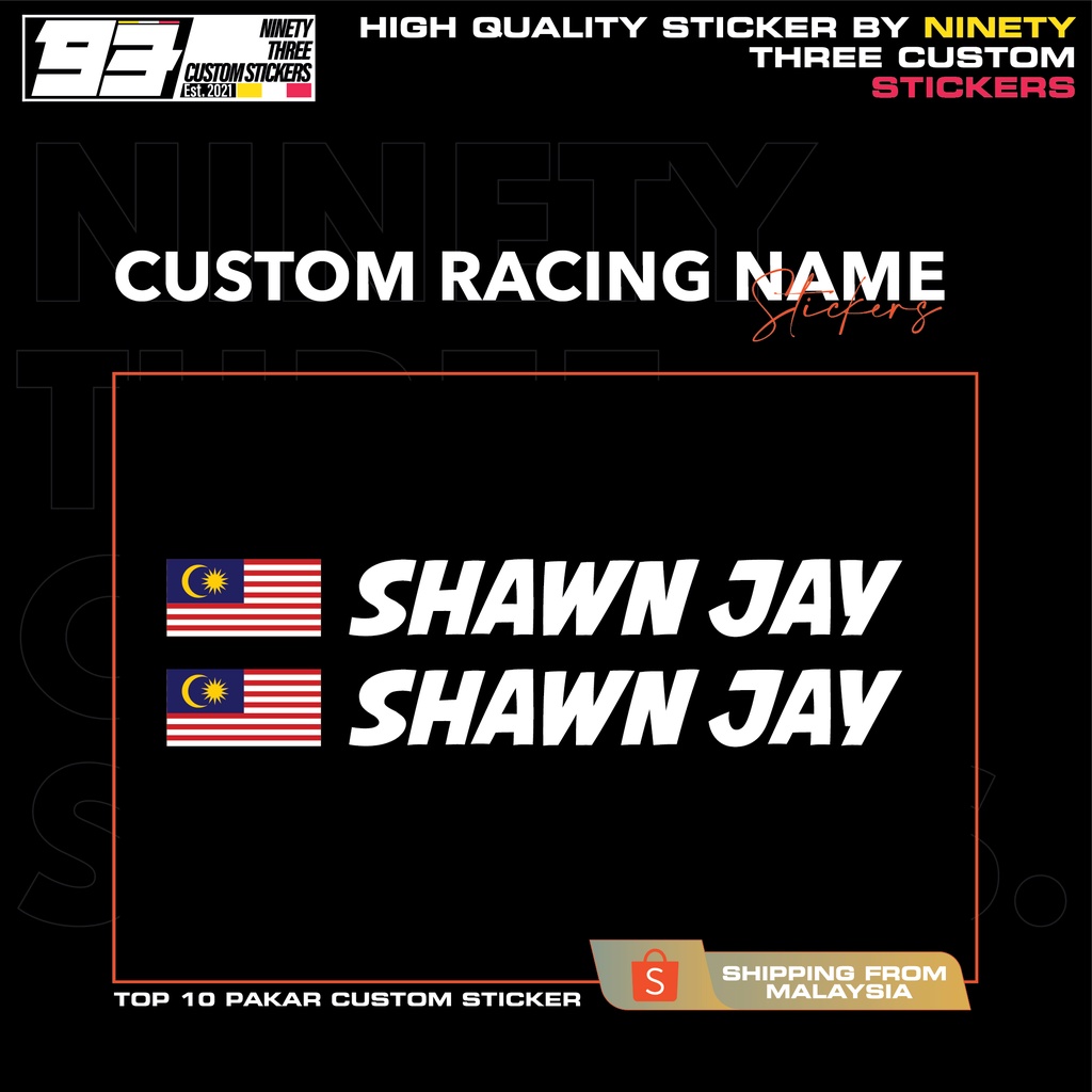 DECAL STICKER NAMA TERSUAI NEGERI PERLUMBAAN [RACING STATE CUSTOM NAME ...