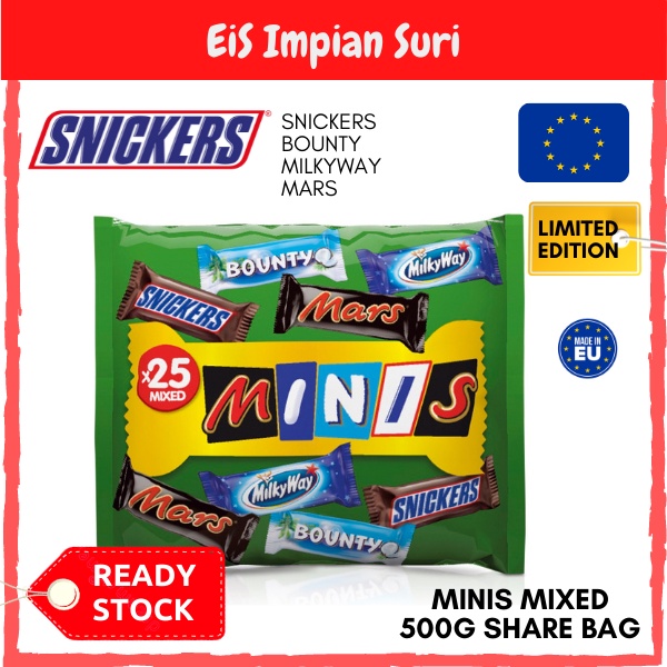 (Ready Stock!!) Minis Mixed Chocolate Fun Size Share Bag 500g (Snickers ...