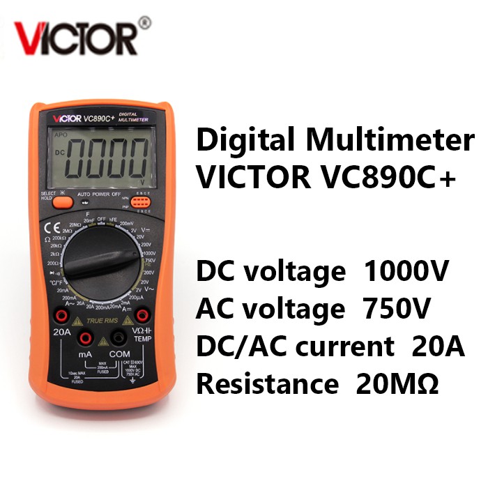 VICTOR VC890C+ Display Multi Tester Digital Multimeter AC DC Volt Ohm ...