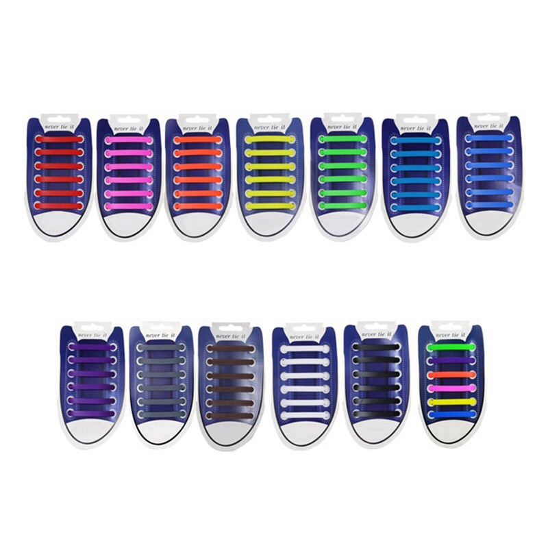 No Tie Shoe laces Elastic Silicone Shoelaces Leisure Sneakers Unisex ...