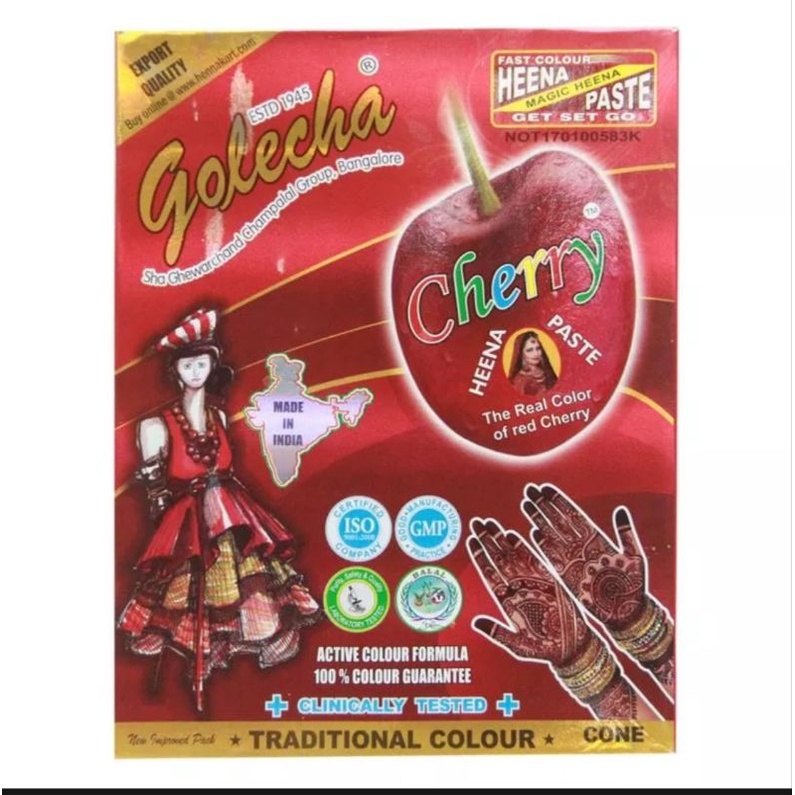 Golecha Red Cherry Henna Paste, The Real Color Of Cherry 1 box (12pcs ...