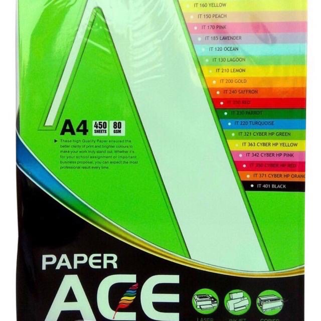 ACE A4 80gsm Colour Paper-450‘s Kertas Warna | Shopee Malaysia
