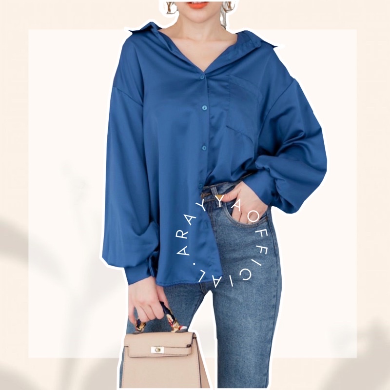 Basic Satin Tops Women Basic Shirt Baggy Shirt Long Sleeves Top Ready Stock Shopee Malaysia