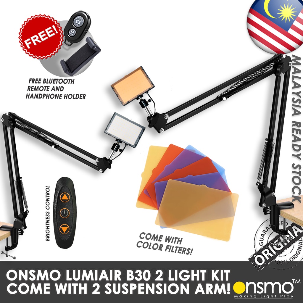 Onsmo LED B30 Flat Lay Studio LED Light Twin Kit for Product Shoot, Live Facebook Stream, Make ...