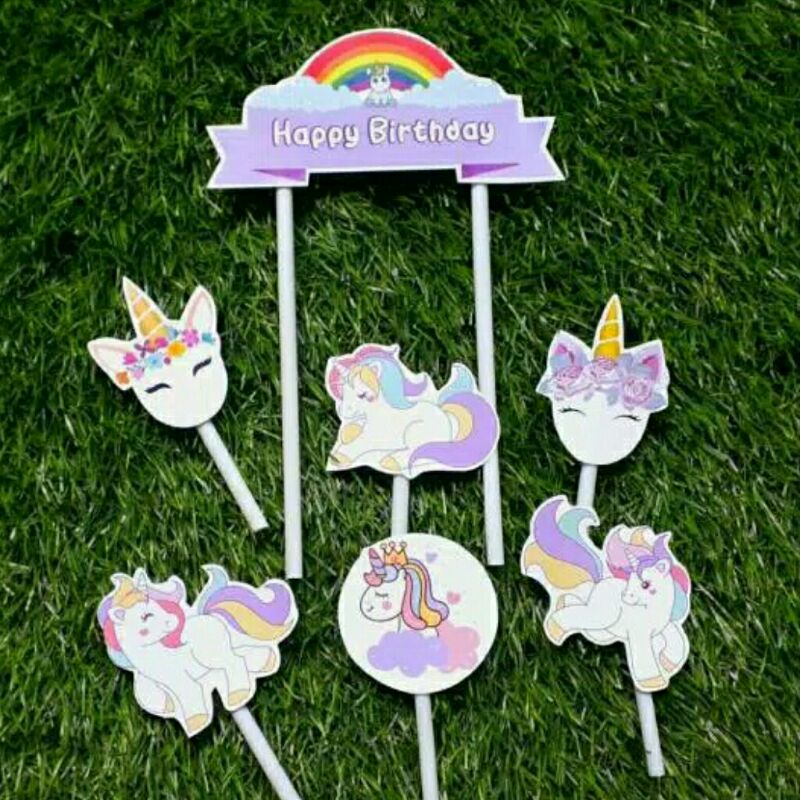 UNGU A set Of cake topper Birthday cake Decorations Character unicorn ...