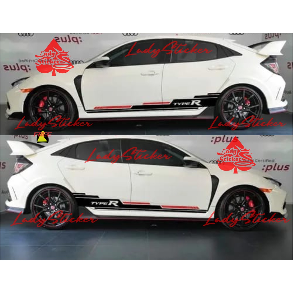 Sticker CIVIC TYPE R CUTTING STRIPING CAR STICKER HONDA CIVIC TYPE R ...