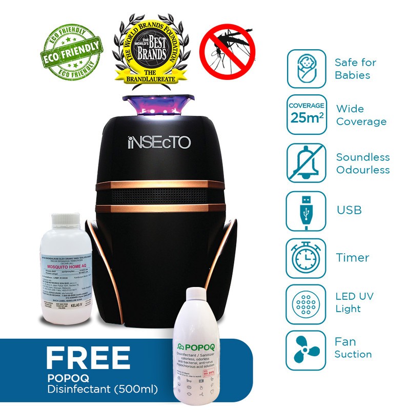 Award Winning Mosquito/Insect Killer (Black) + Organic Aedes solution ...