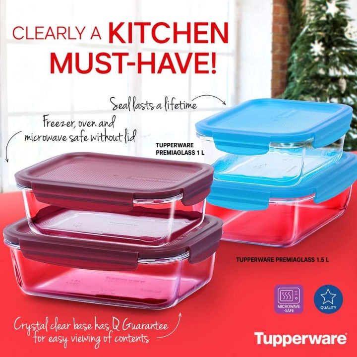 Tupperware PremiaGlass Rectangular 1.5L/ 1L Premia Glass is made of ...