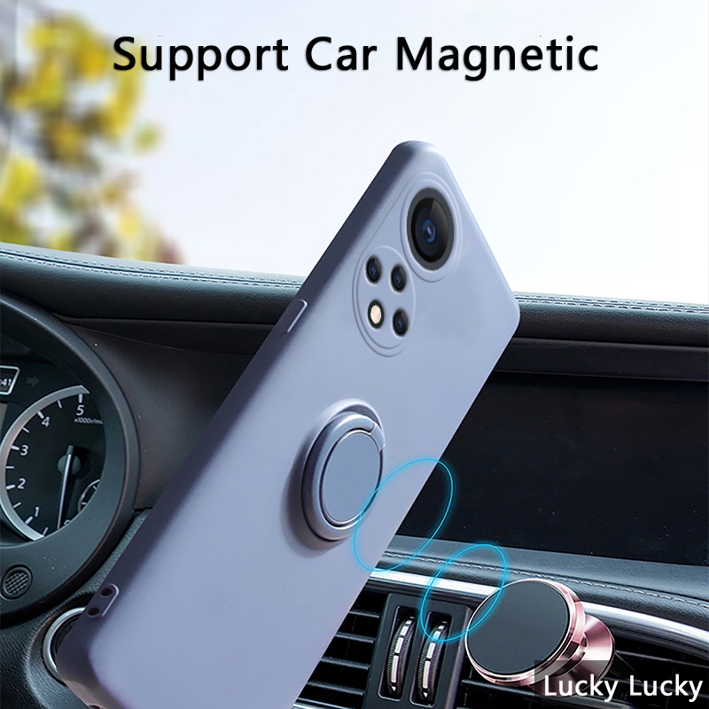 Luxury Honor 50 Case Honor 20 70 Liquid Silicone Casing Magnetic Ring ...