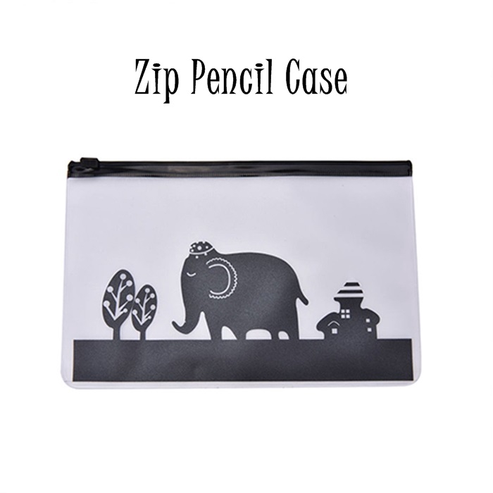 Cantik Cute Cartoon Clear Plastic Zip Envelope File Bag Pencil Pen Case ...