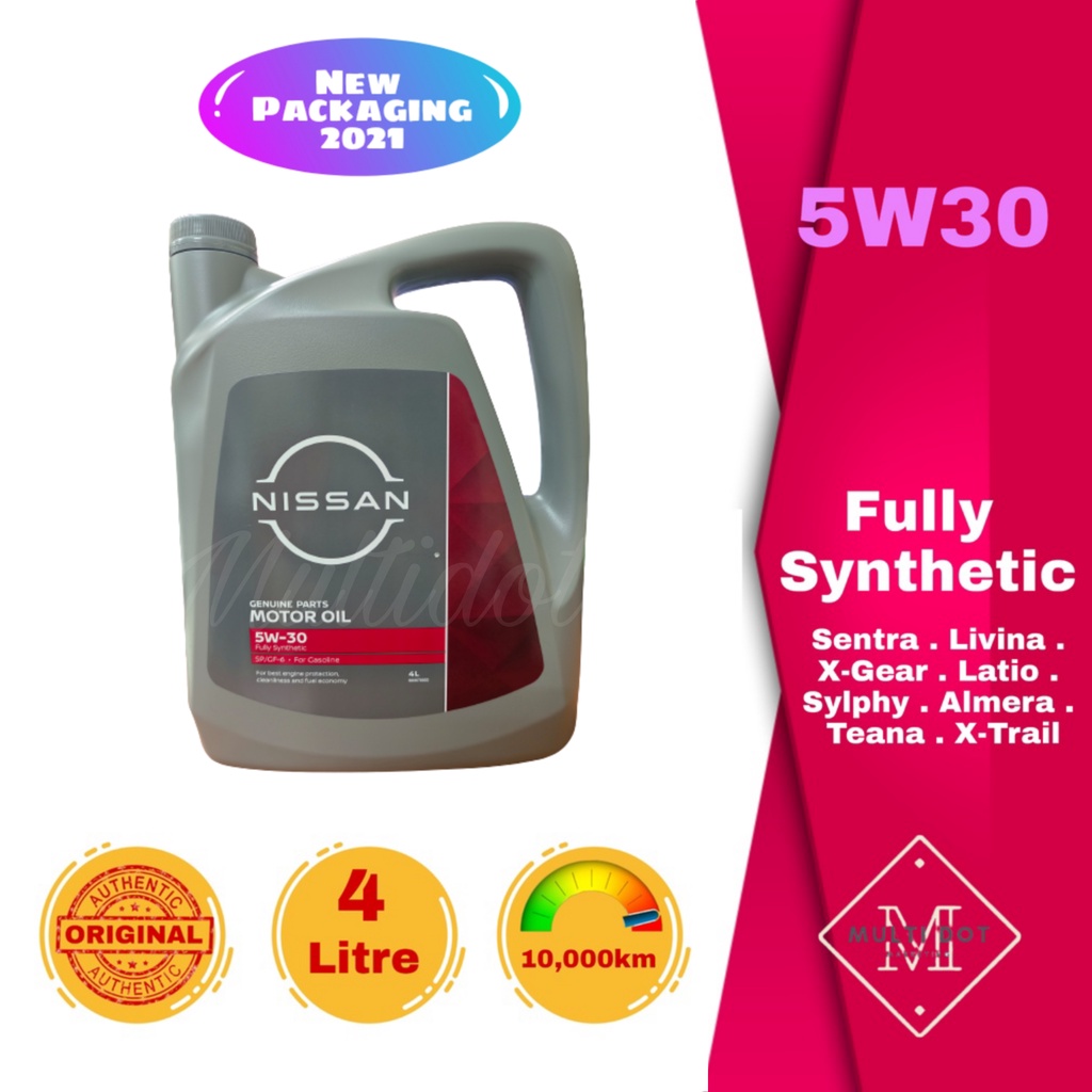 Nissan Engine Oil SN/GF5 5W30 4L Fully Synthetic LIVINA | Shopee Malaysia