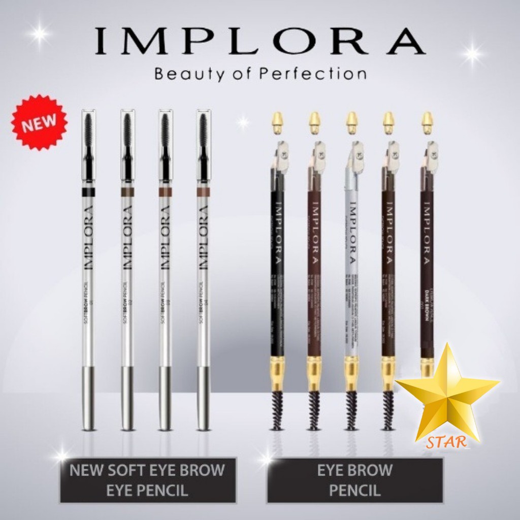 Original Implora Eyebrow Pencil 2 in 1 Soft Type Eye Brow | Shopee Malaysia