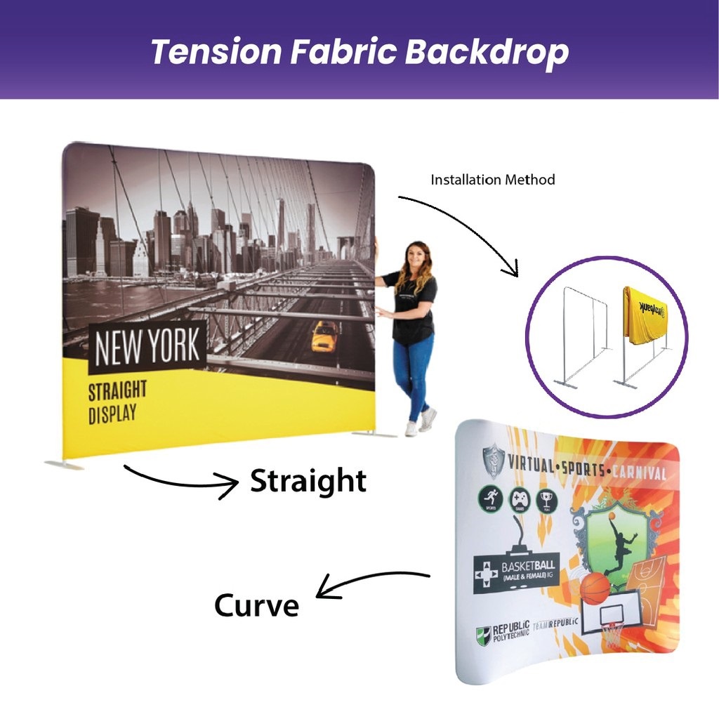 8ft x 8ft Tension Fabric Backdrop Display Straight / Curve ...