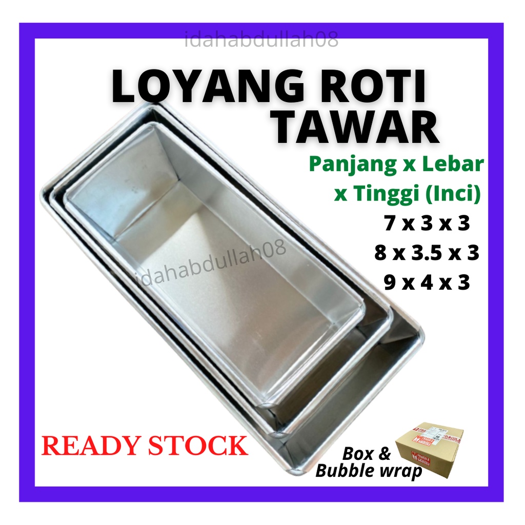 Loyang Roti Tawar Loyang Bread Loaf Pan Loyang Panjang Aluminium Bread ...