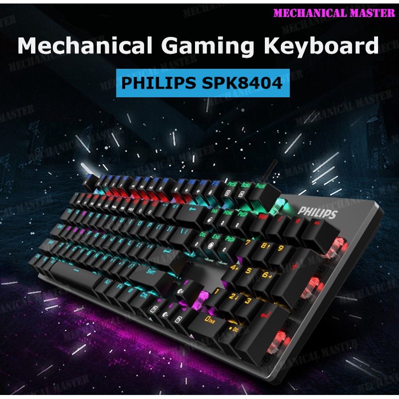 Philips SPK8404 / G404 Real Mechanical Keyboard Gaming Blue Switch | Shopee Malaysia