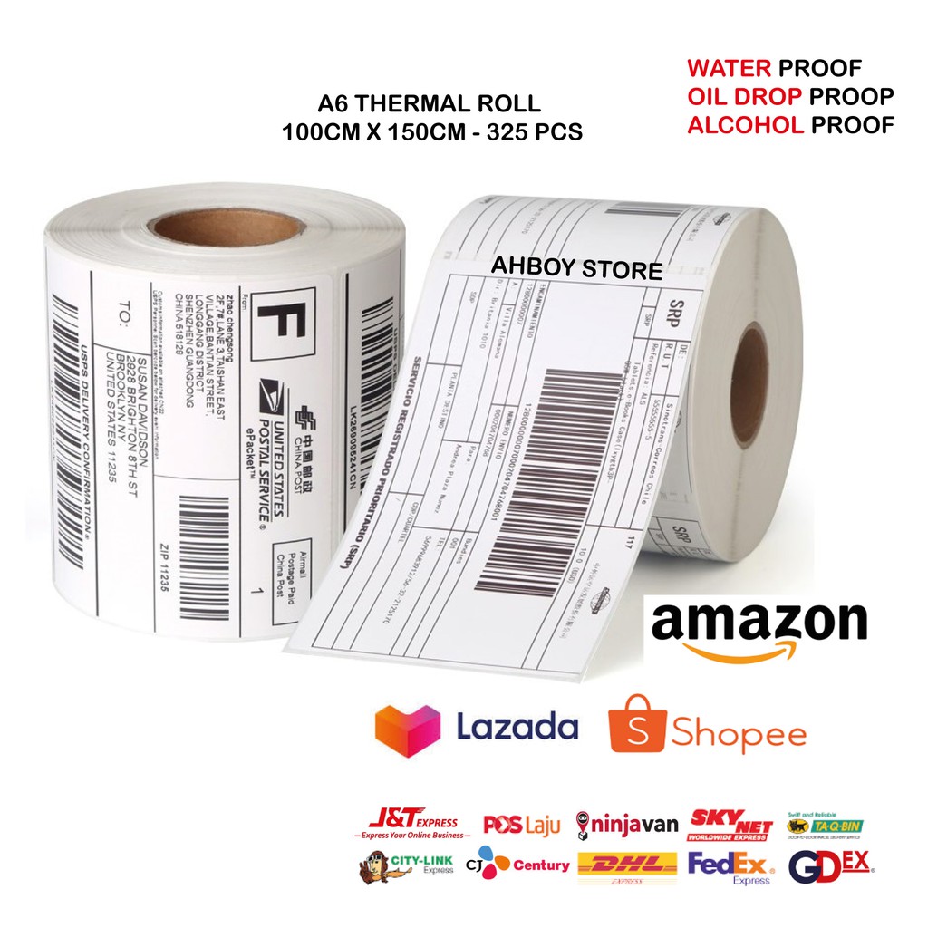 350pcs 500pcs Roll Thermal Sticker A6 Paper Roll Fold Stack Airway Bill ...