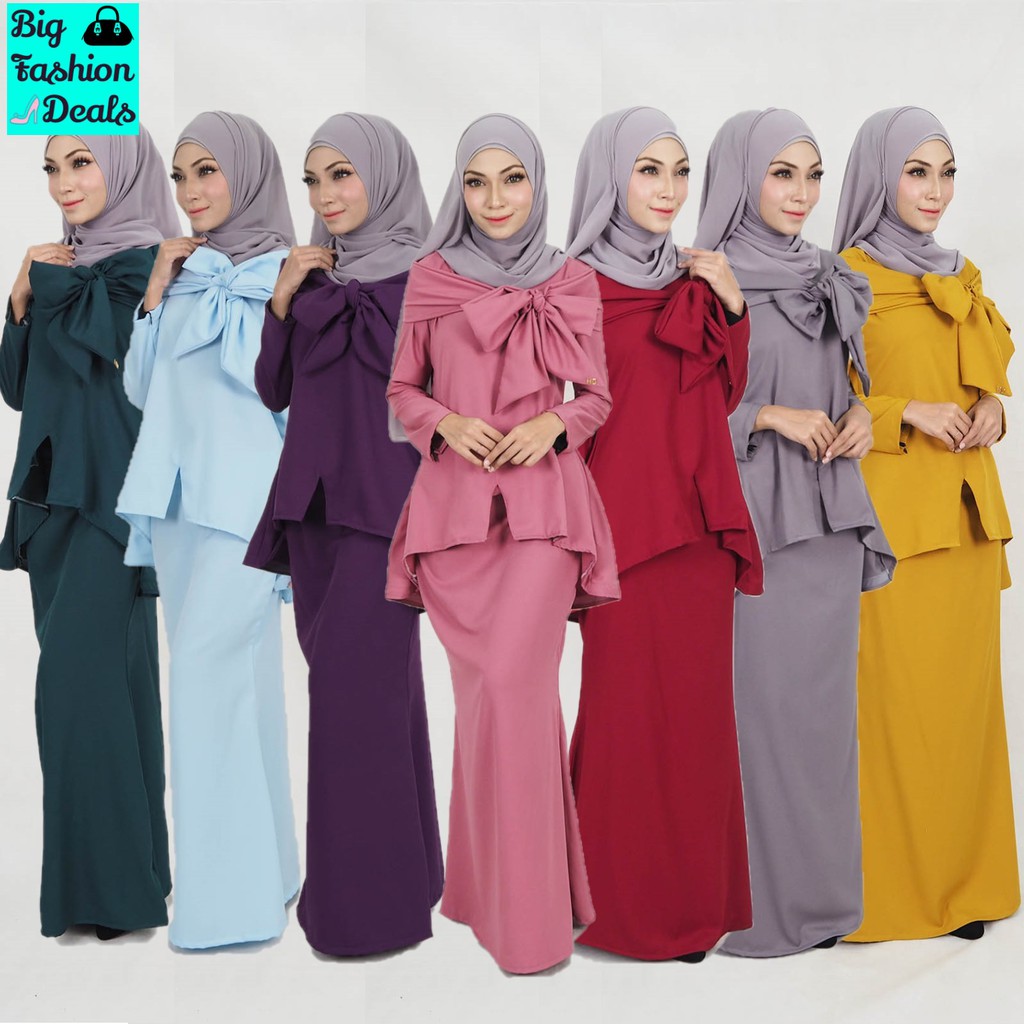 [Clearance Sale] Muslimah Baju Kurung Peplum Ribbon Kurung Perempuan ...