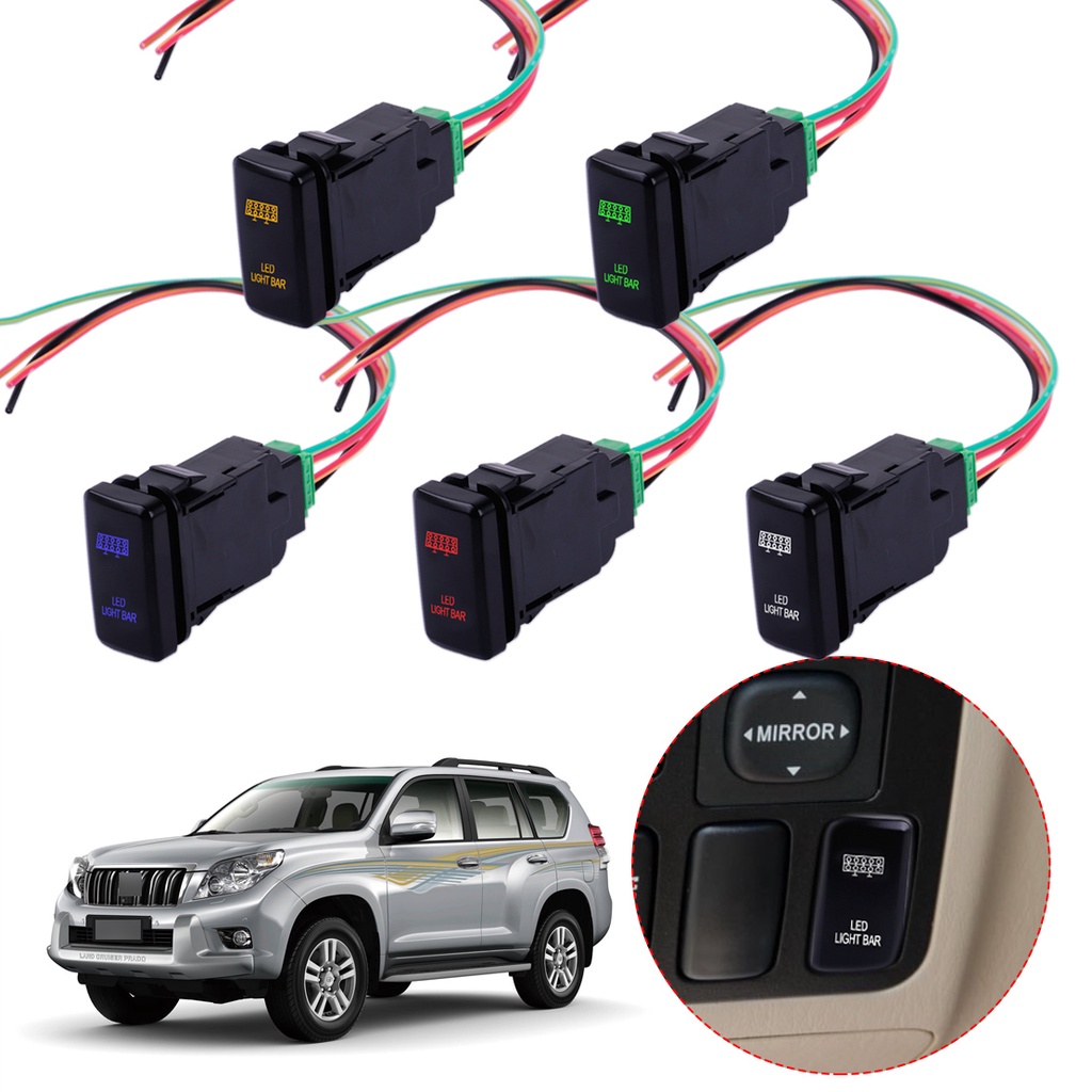 DWCX New 12V Car Push Switch Etching Fog LED Light Bar Fit For Toyota ...